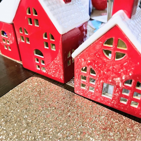 Holiday | Red Holiday Ceramic Village 5piece Houses Set | Poshmark